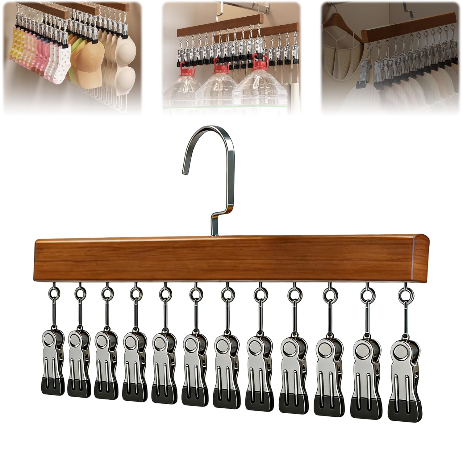 Closet Organizer with 12 Clips, Space-Saving Hanging Organizer, 360 ...