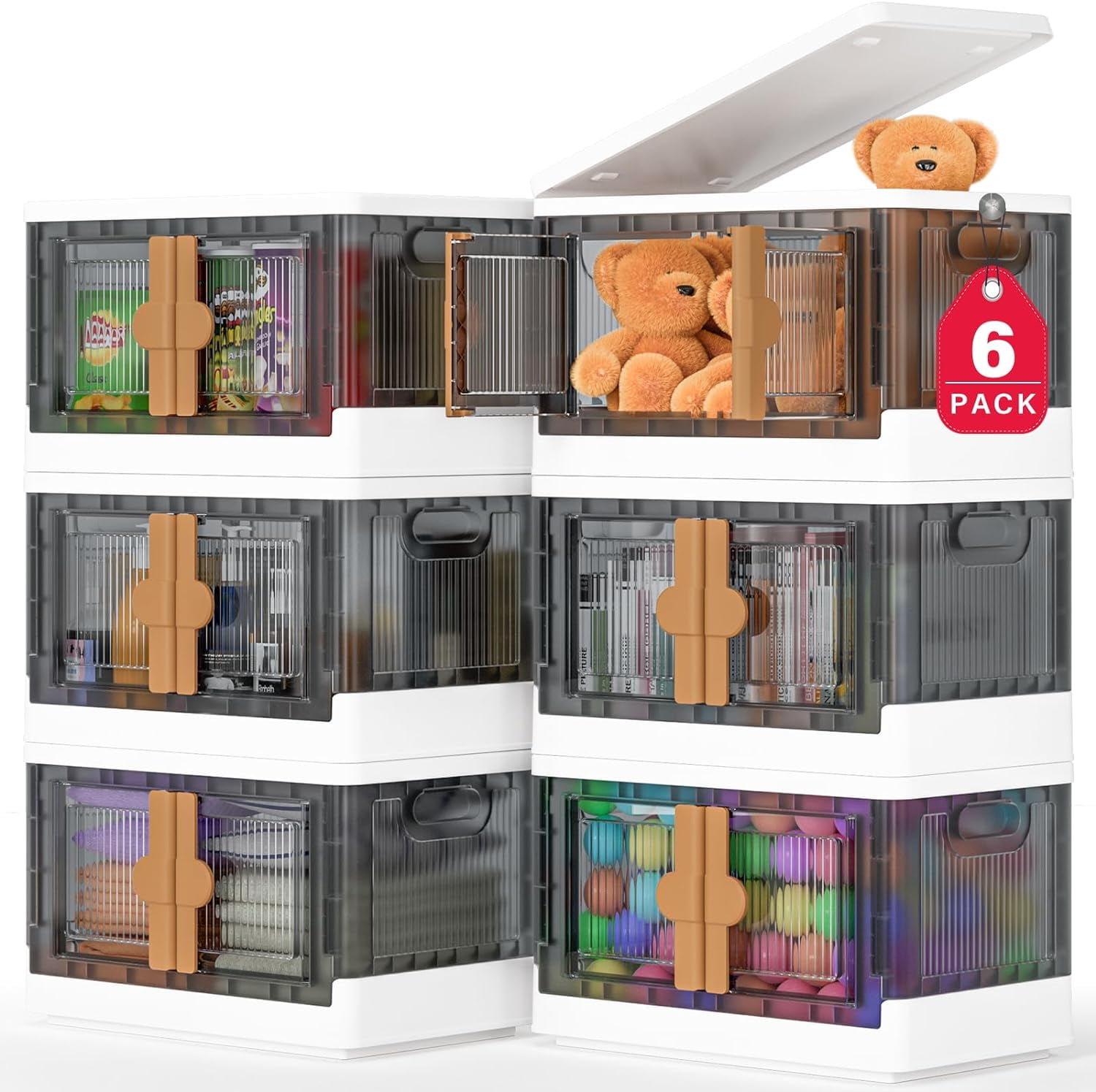 Closet Organizers and Storage, 204 Qt-6 Pack Storage Bins with Lids and ...