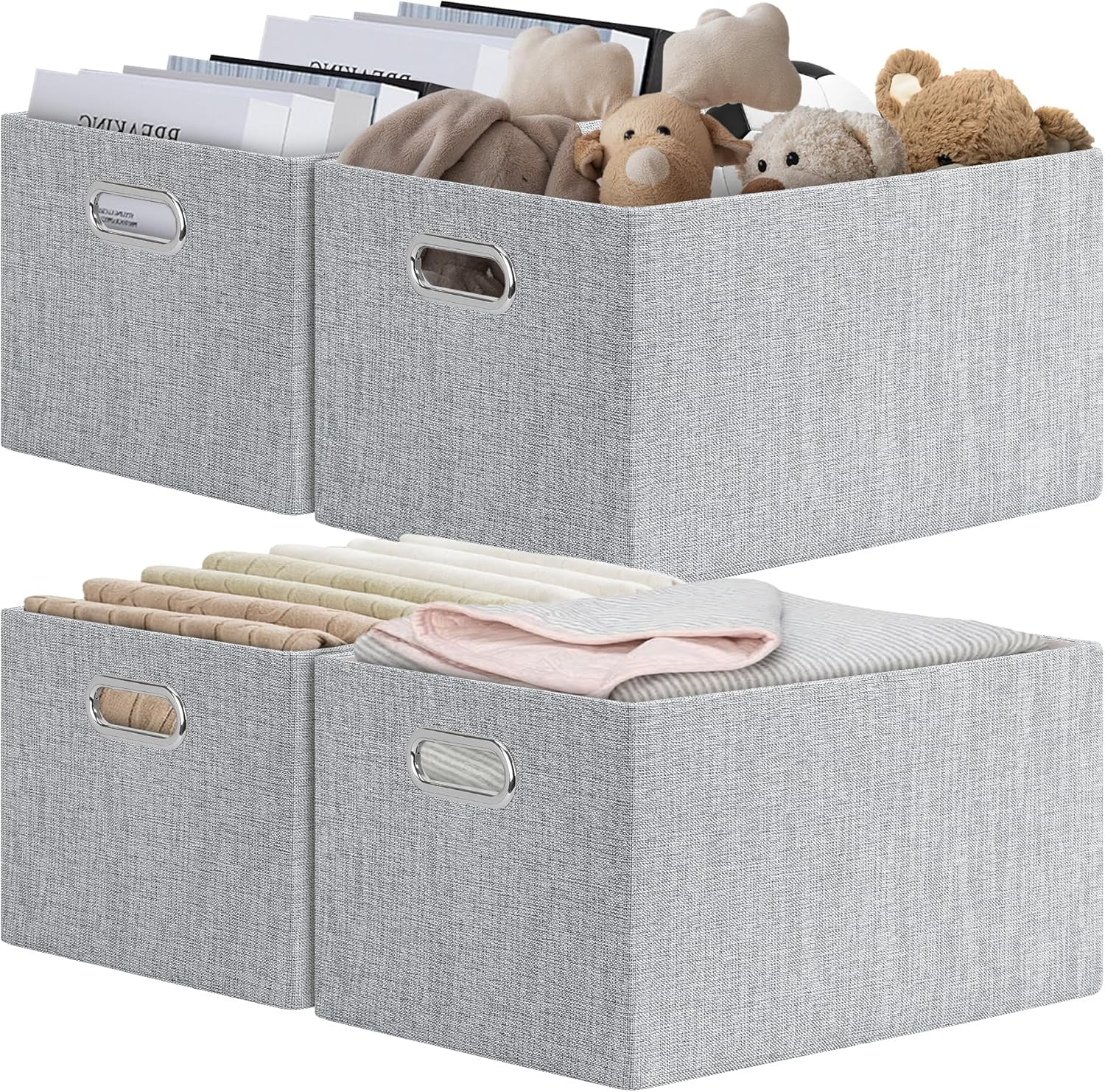 Closet Organizers and Storage, 4 Pack Large Linen Storage Bins ...