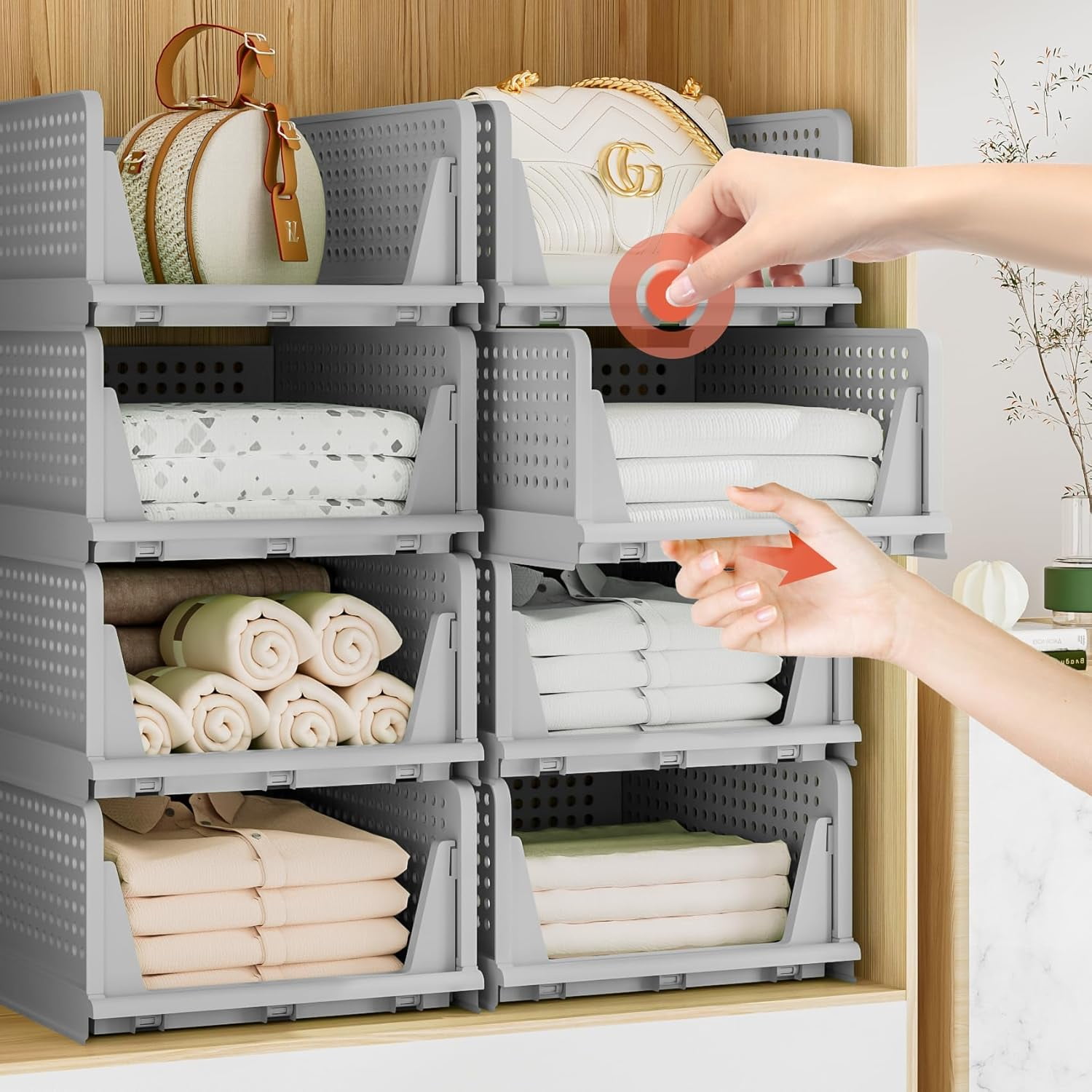 Closet Organizers and Storage, 5 Pack Folding Plastic Drawer Storage ...