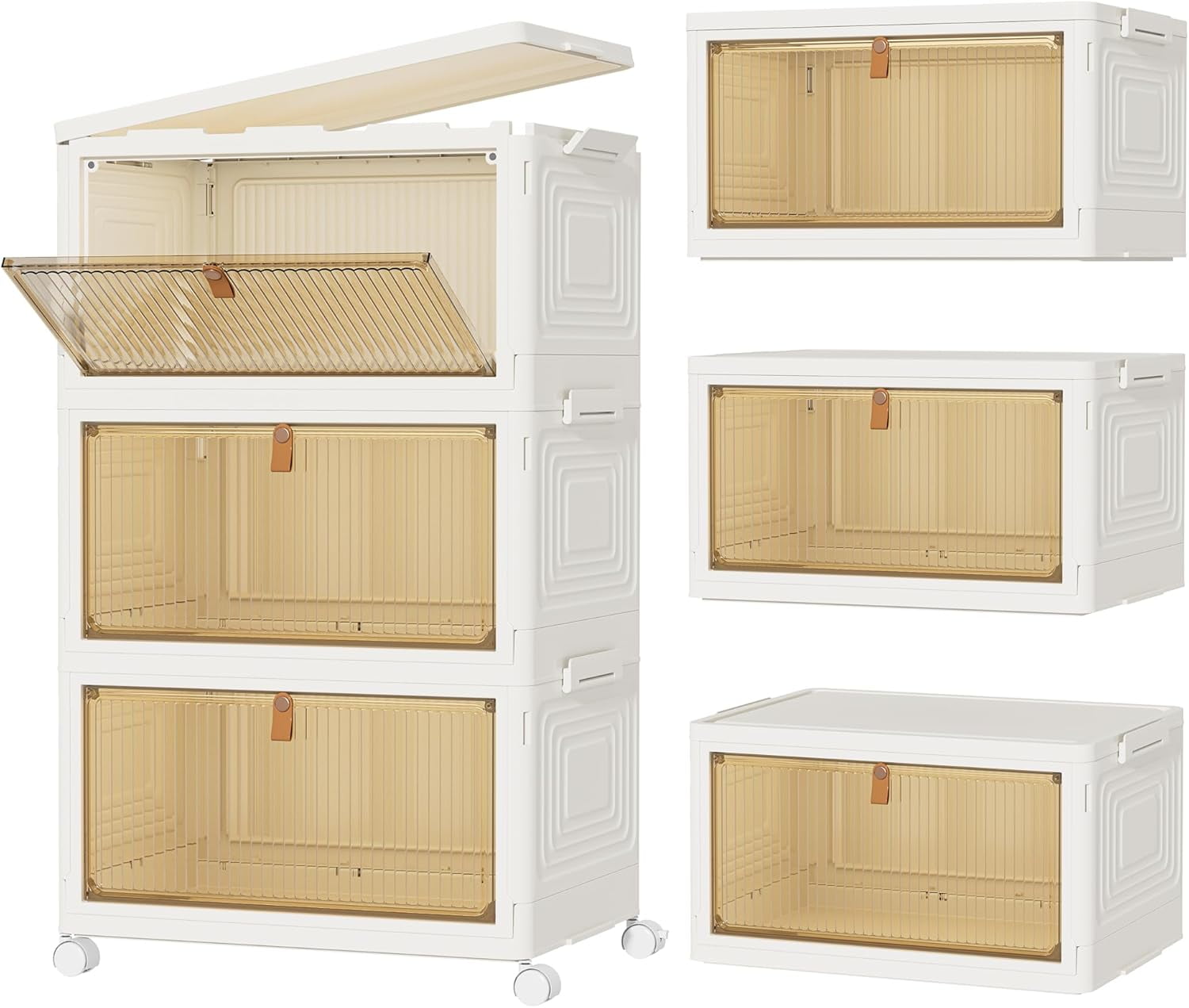 Closet Organizers and Storage 70Qt 3 Pack Stackable Storage Bins with 1 ...