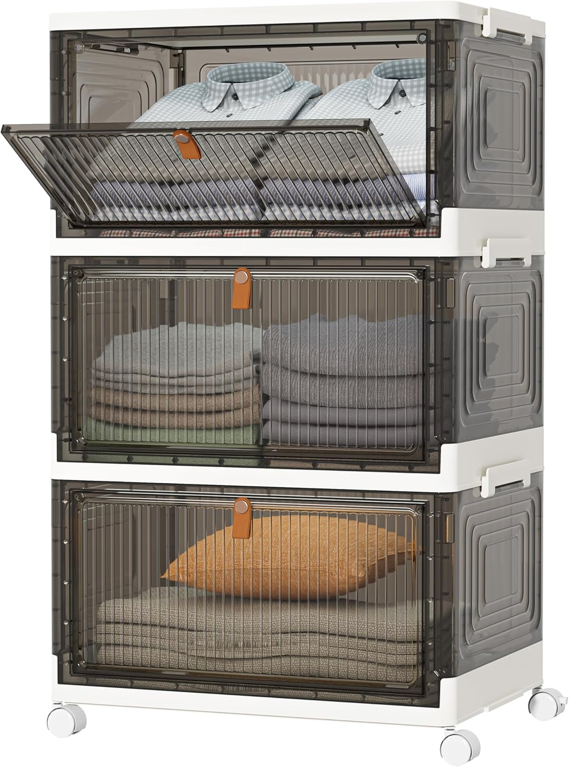 Closet Organizers and Storage 70Qt 3 Pack Stackable Storage Bins with 1 ...