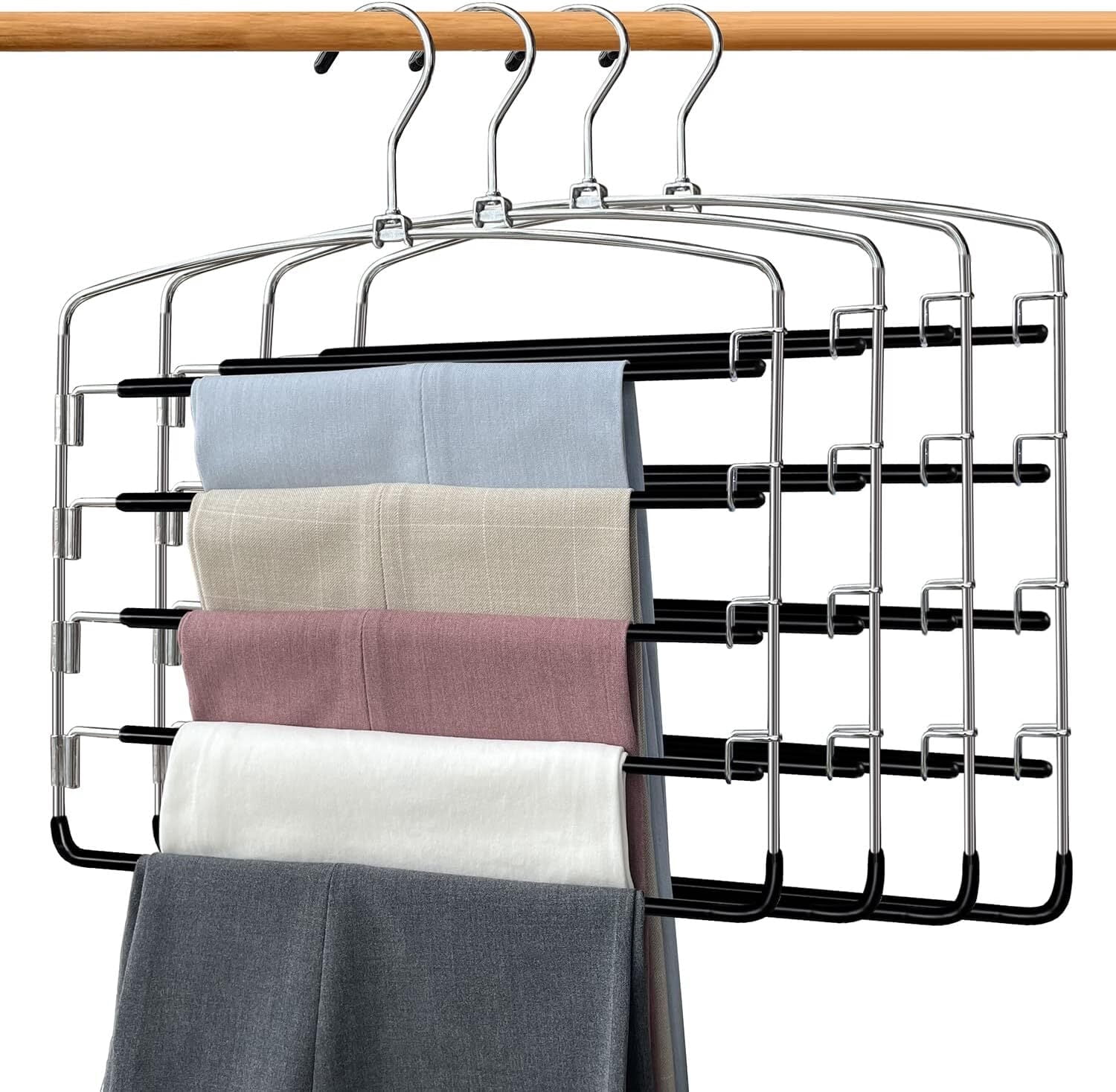 Closet Organizers and Storage,Pants Hangers Space Saving,Non Slip 5 ...