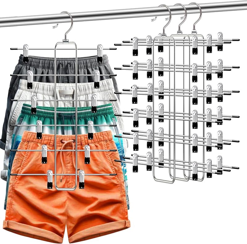 Closet-Organizers-and-Storage,6 Tier Pants-Hangers-Space-Saving,Skirt ...