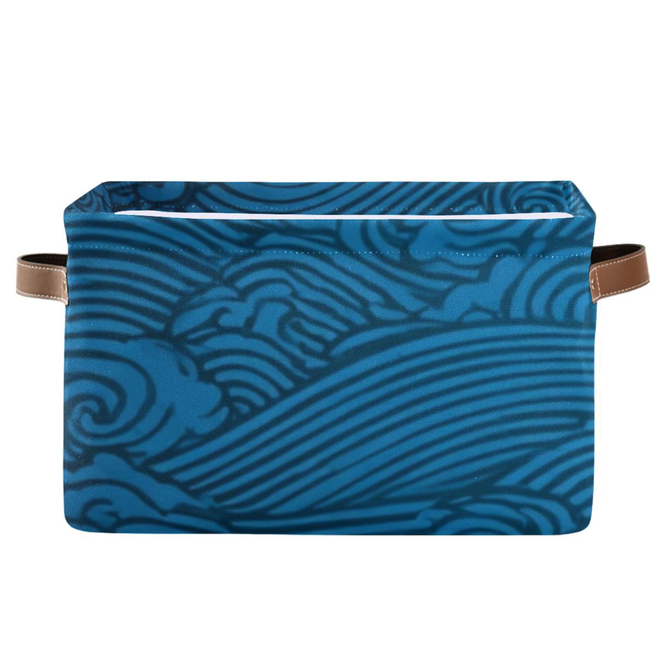 Closet Organizers with Handles for Home Clothes Toys Books Fabric Open Basket Bins Water Waves ...