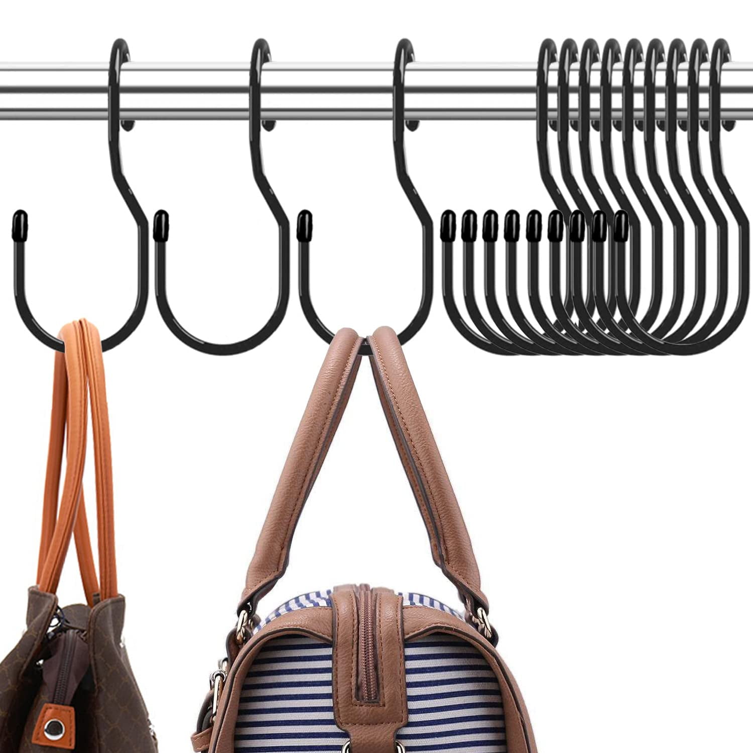 Closet Purse Hooks 12 Pack, Large 5 Inch S Hook Hangers for Bags Belts ...