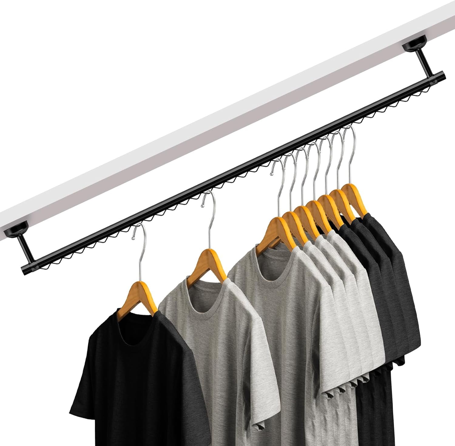 Closet Rail Hanging Closet Rod Ceiling Clothes Rack Any Angle Hanging ...