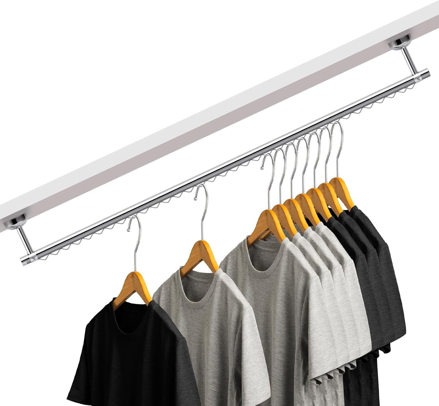 Closet Rail Hanging Closet Rod Ceiling Clothes Rack Any Angle Hanging ...