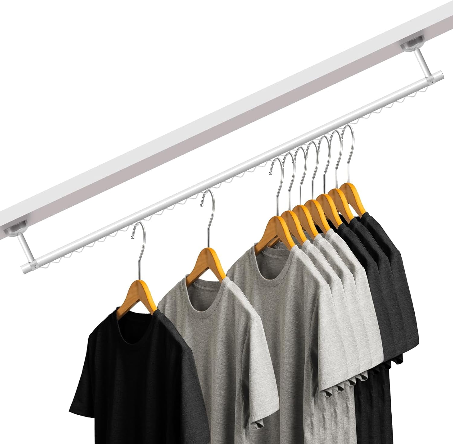 Closet Rail Hanging Closet Rod Ceiling Clothes Rack Any Angle Hanging ...
