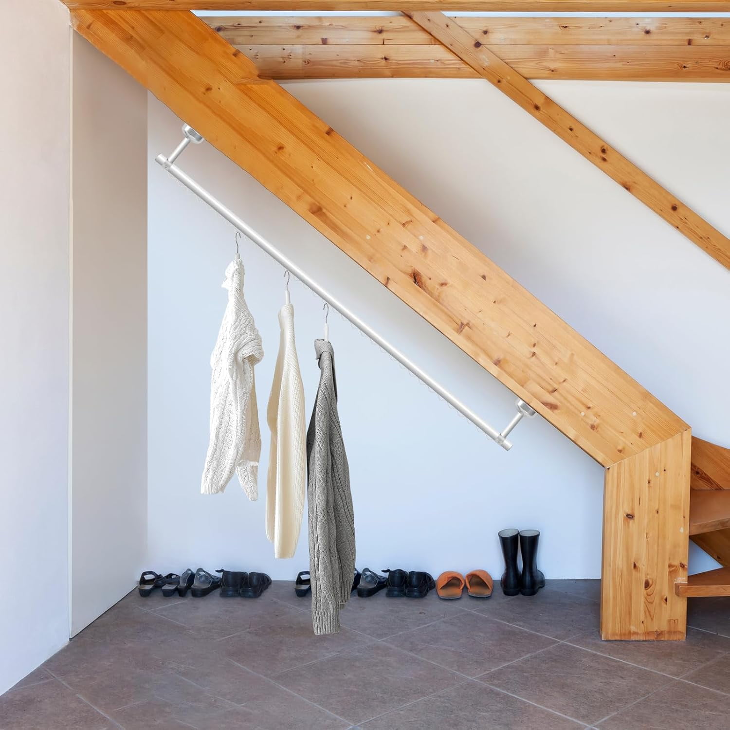 Closet Rail Hanging Closet Rod Ceiling Clothes Rack Any Angle Hanging ...