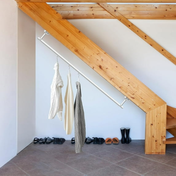 Closet Rail Hanging Closet Rod Ceiling Clothes Rack Any Angle Hanging ...