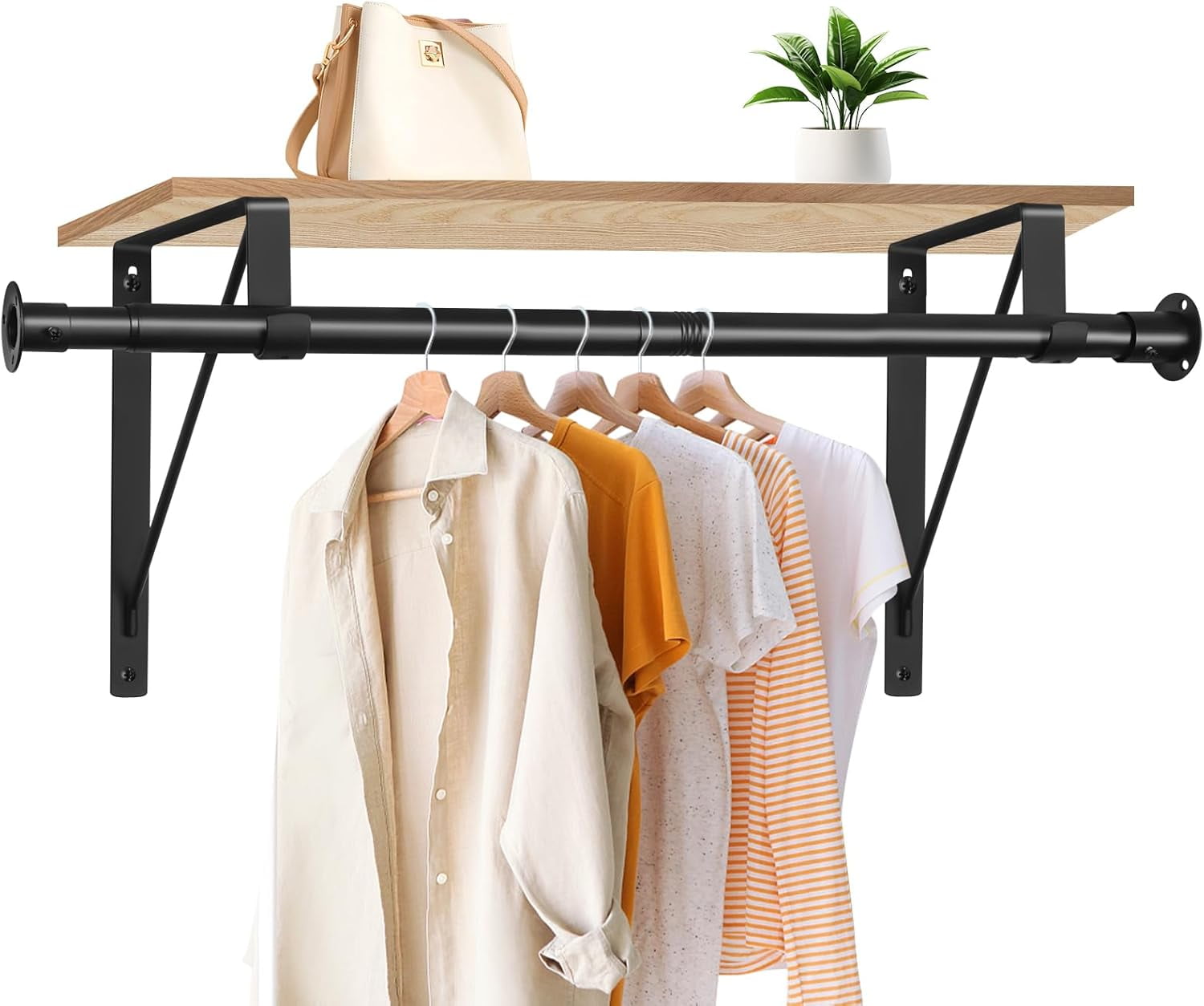 Closet Rod, 16 to 75 Inch Heavy Duty Adjustable Clothes Rod for Hanging ...