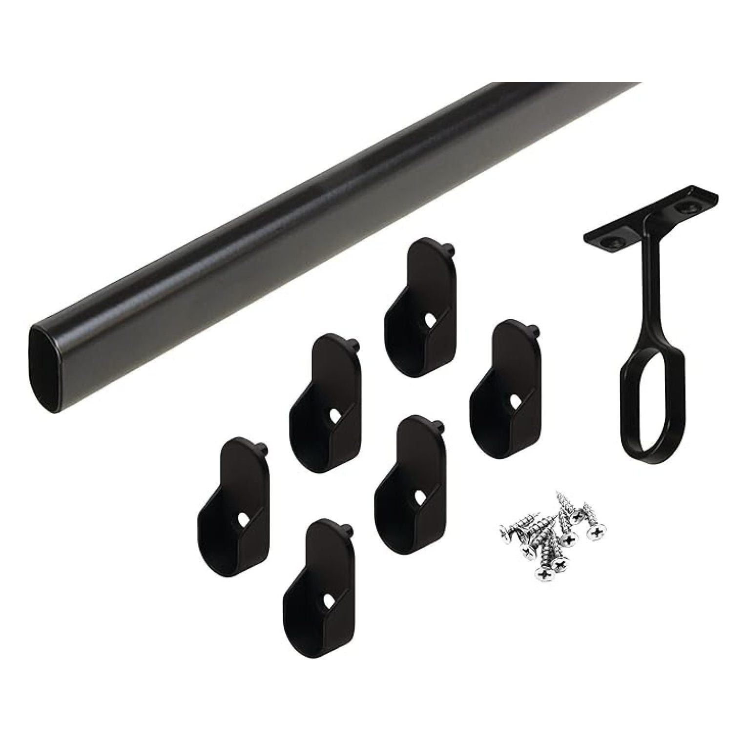 Closet Rod Kit - 92 Inch Oval Steel Rod with 6 Flanges & Center Support ...