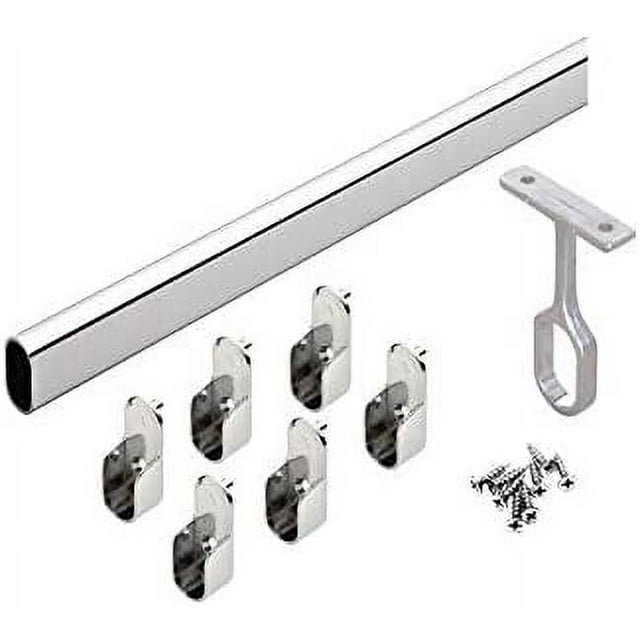 Closet Rod Kit - Oval Rod, 92 inch (2337mm) long with 6 end caps and ...