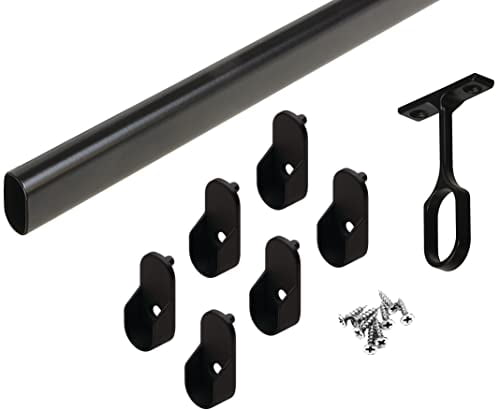 Closet Rod Kit - Oval Rod, 92 inch (2337mm) long with 6 end caps and ...