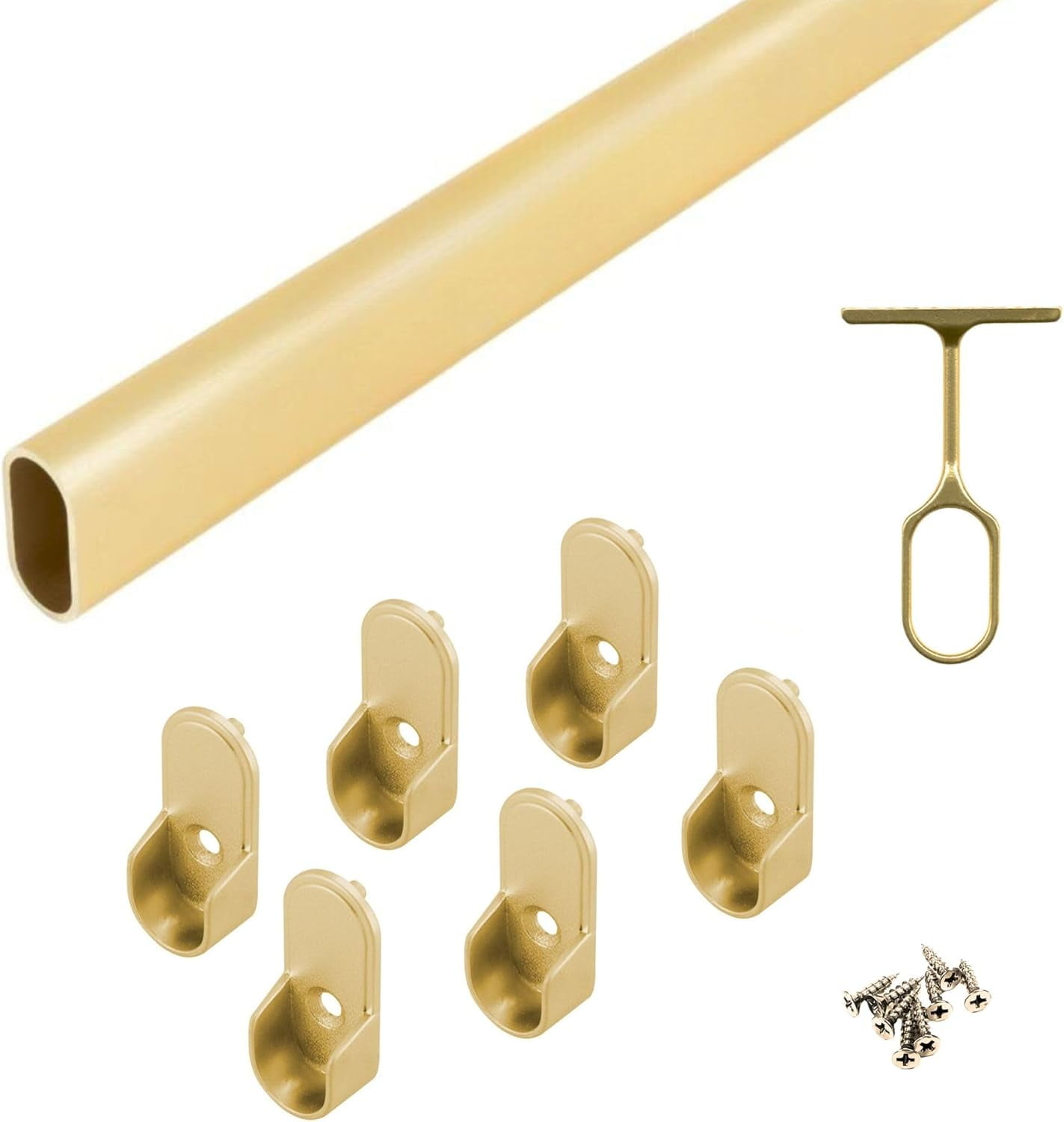 Closet Rod Kit - Oval Rod, 92 inch (2337mm) long with 6 end caps and ...