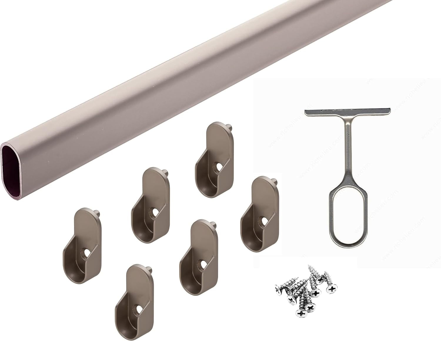 Closet Rod Kit - Oval Rod, 92 inch (2337mm) long with 6 end caps and ...