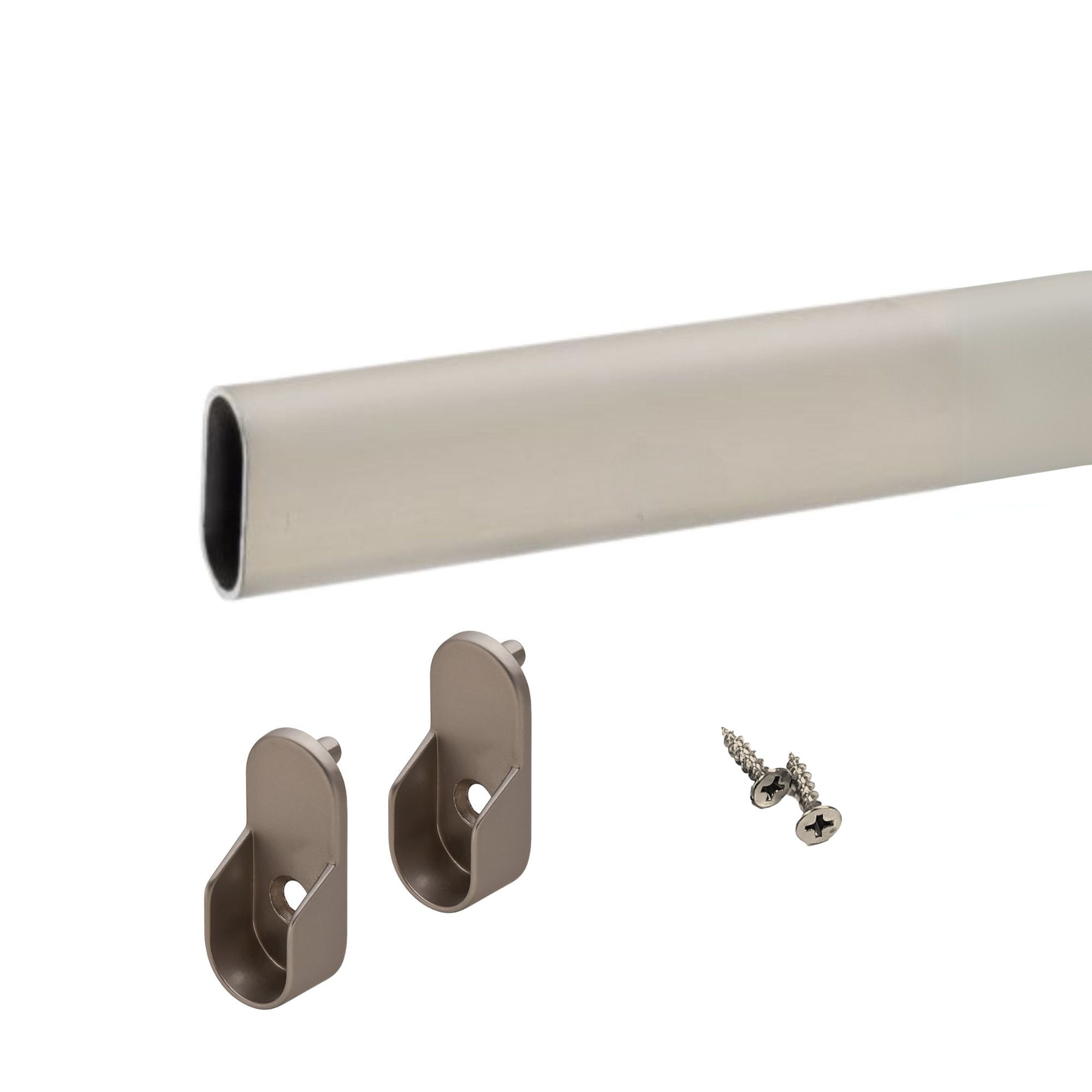 Phillco Closet Rod Aluminum Matte Nickel Oval 48 inches Pin Mount ...