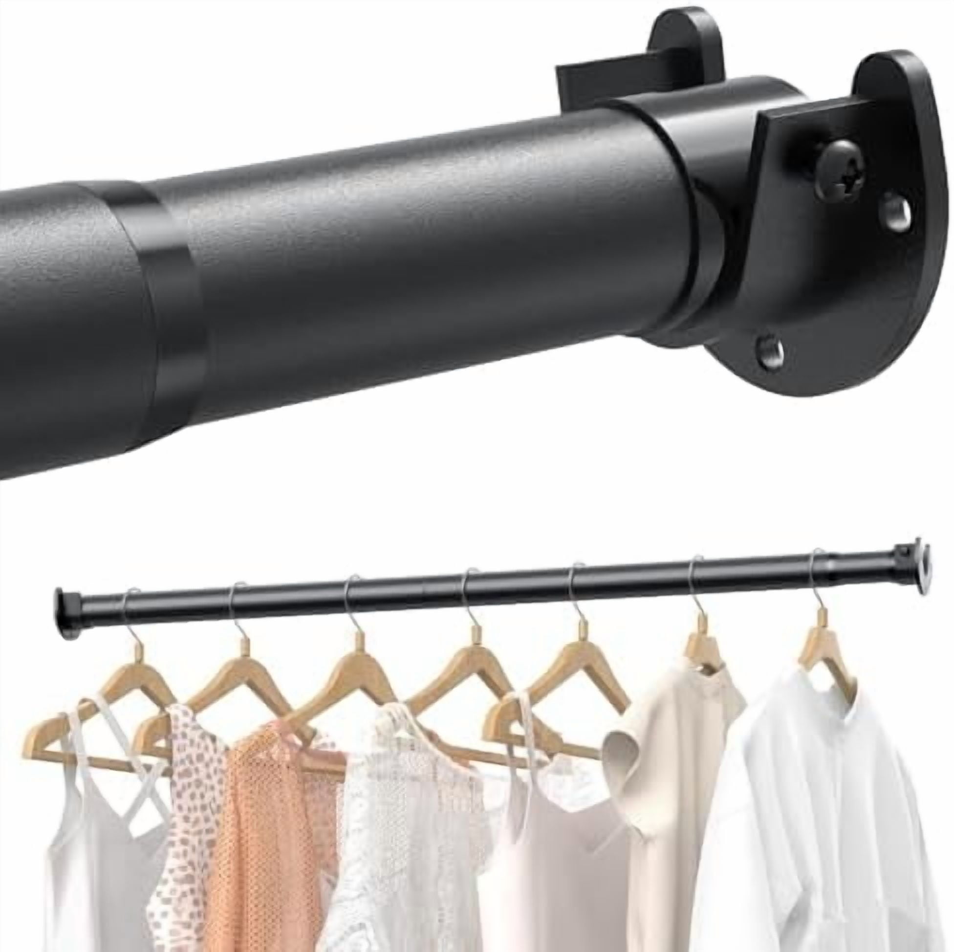 Closet Rods for Hanging Clothes, 17 to 54 Inches Stepless Adjustable ...