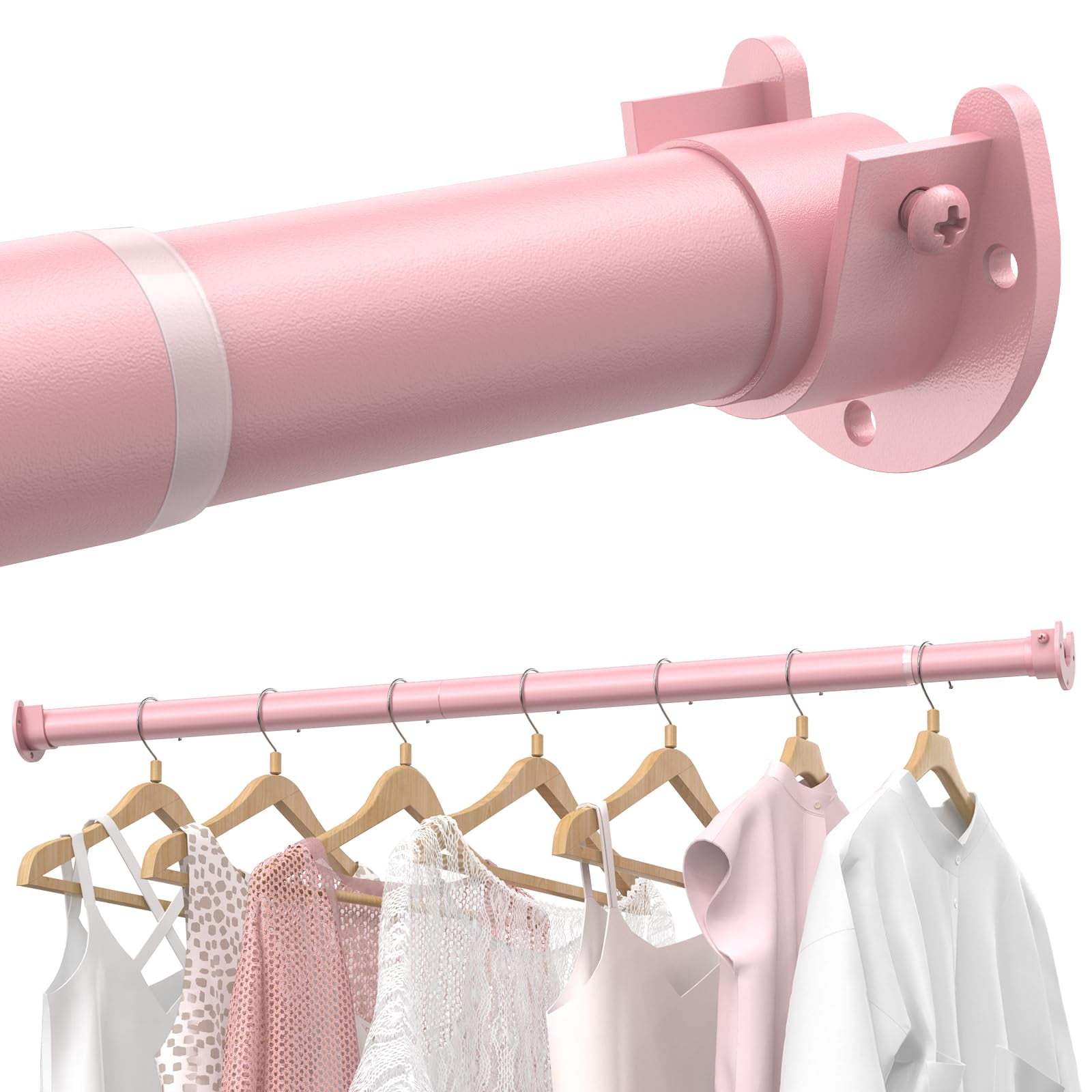 Closet Rods for Hanging Clothes, 17 to 54 Inches Stepless Adjustable ...