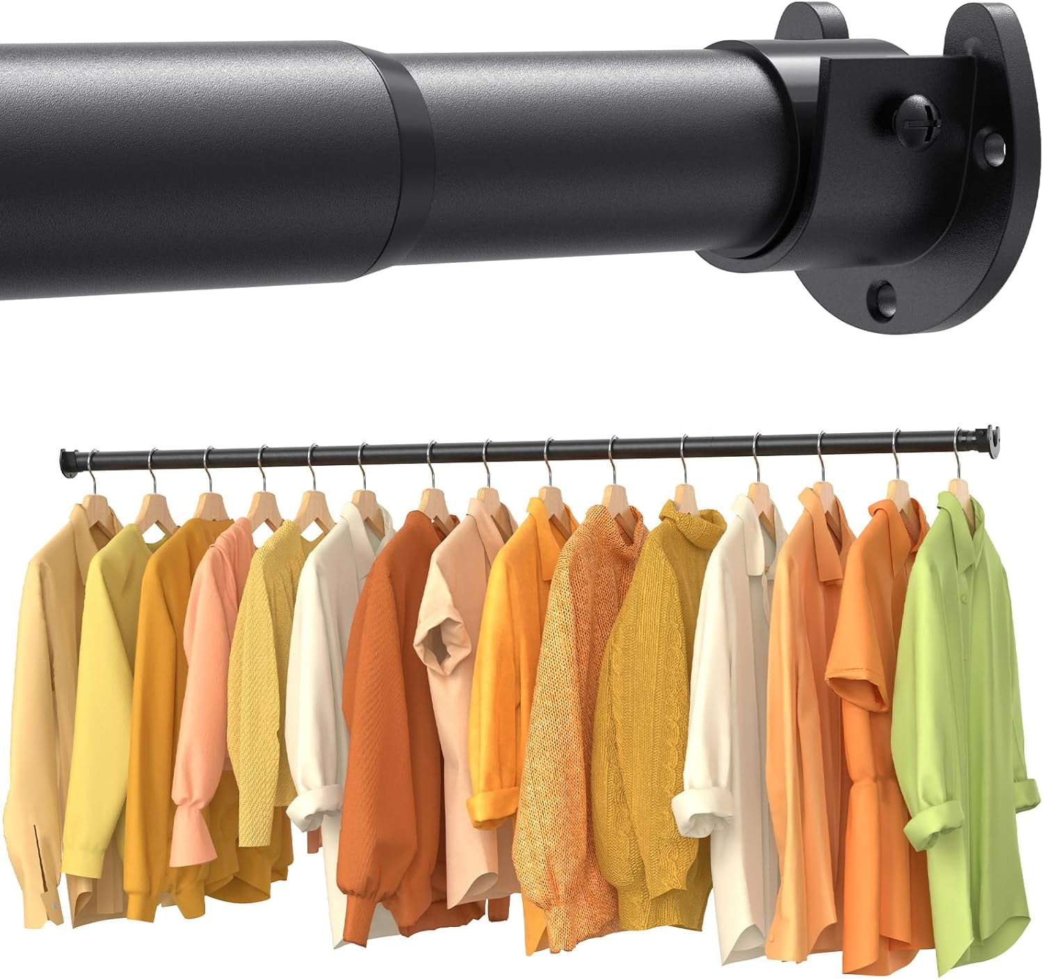 Closet Rods for Hanging Clothes, 17-84 Inch No-Cut Stepless Adjustable ...