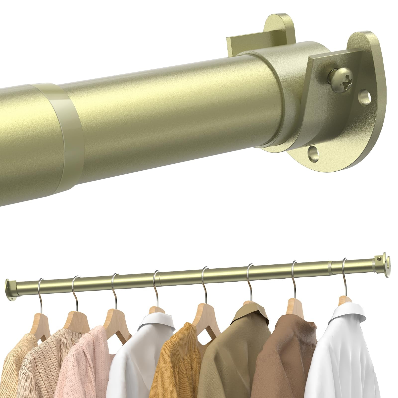Closet Rods for Hanging Clothes, 17 to 84 Inches Stepless Adjustable ...
