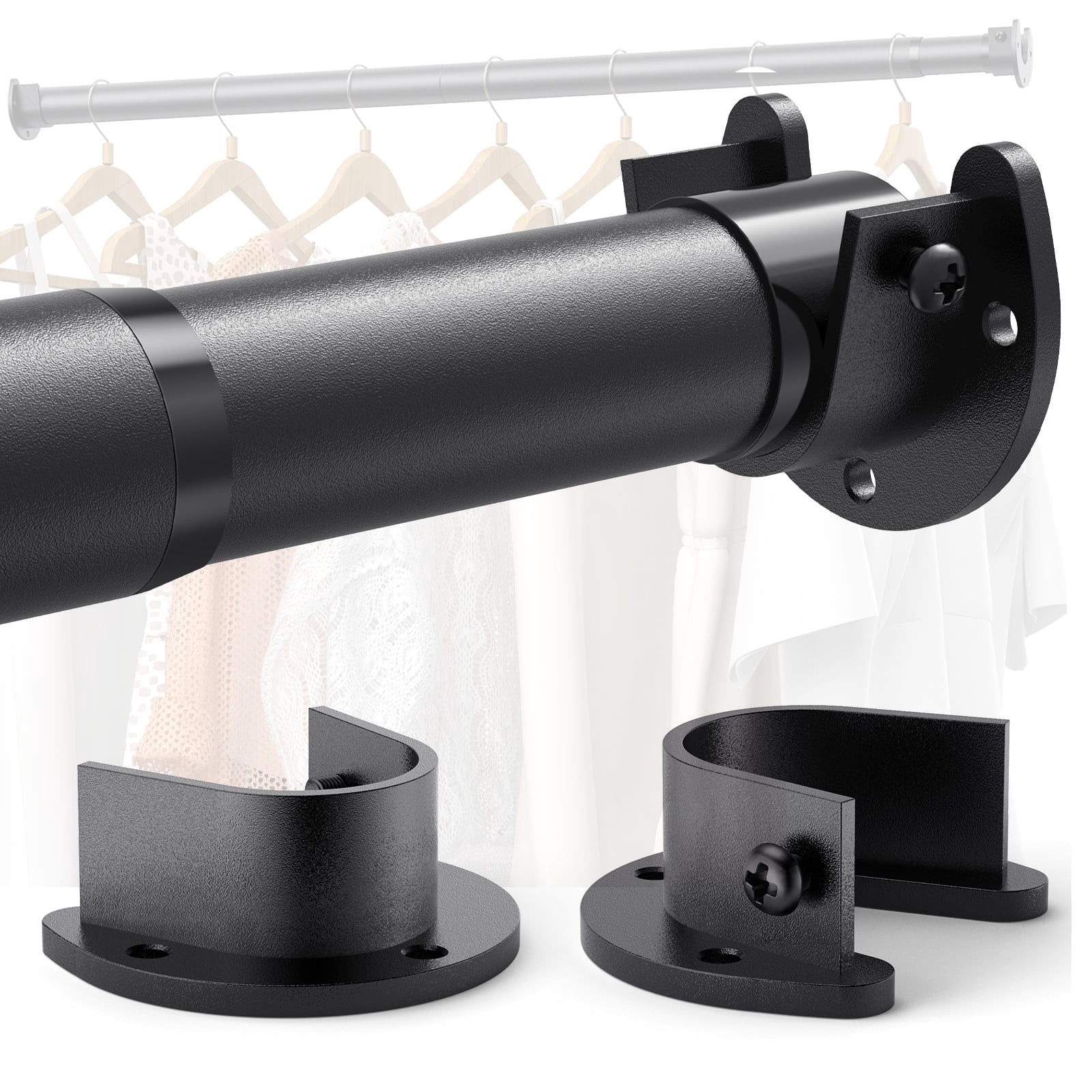 Supforce Closet Rods for Hanging Clothes,17-26in Stepless Adjustable ...