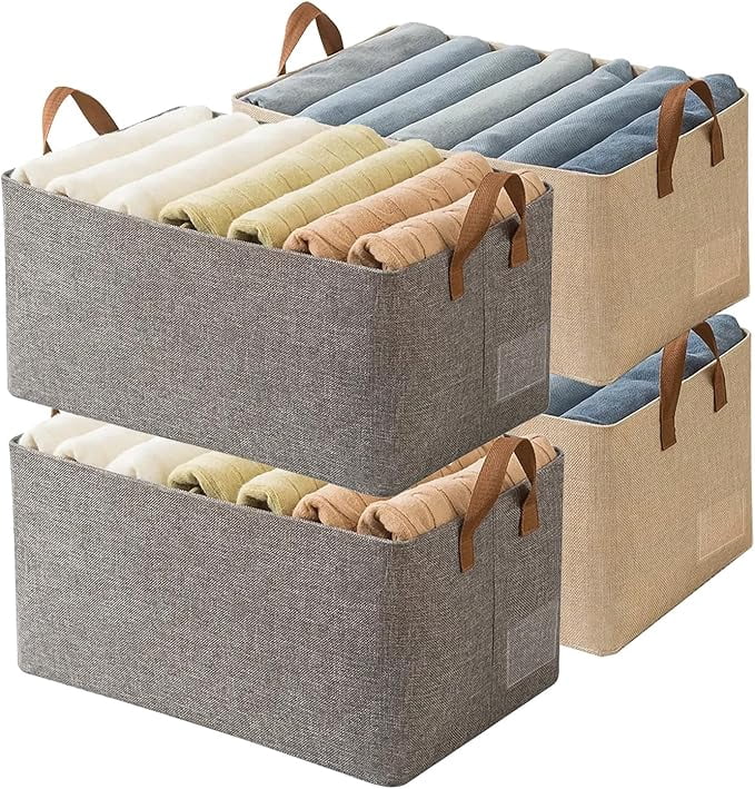 Closet Shelf Fabric Storage Box Steel Frame, Stackable Shelf Storage ...