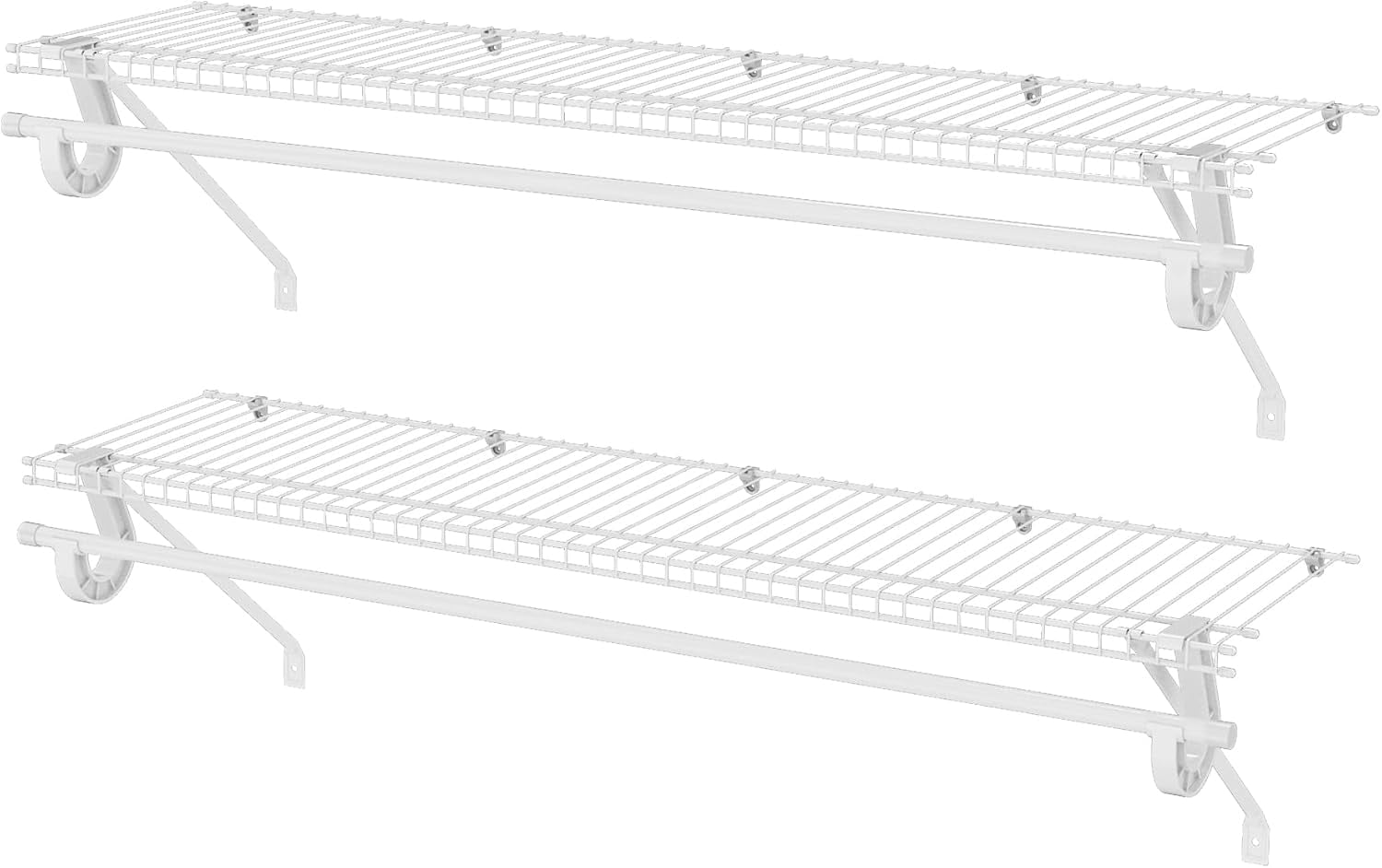 Closet Shelves Wall Mounted with Hanging Rod, 2 Pack 4 ft x 12 in White ...