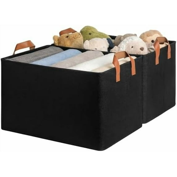 Closet Storage Baskets, Collapsible Fabric Storage Bins with Metal ...