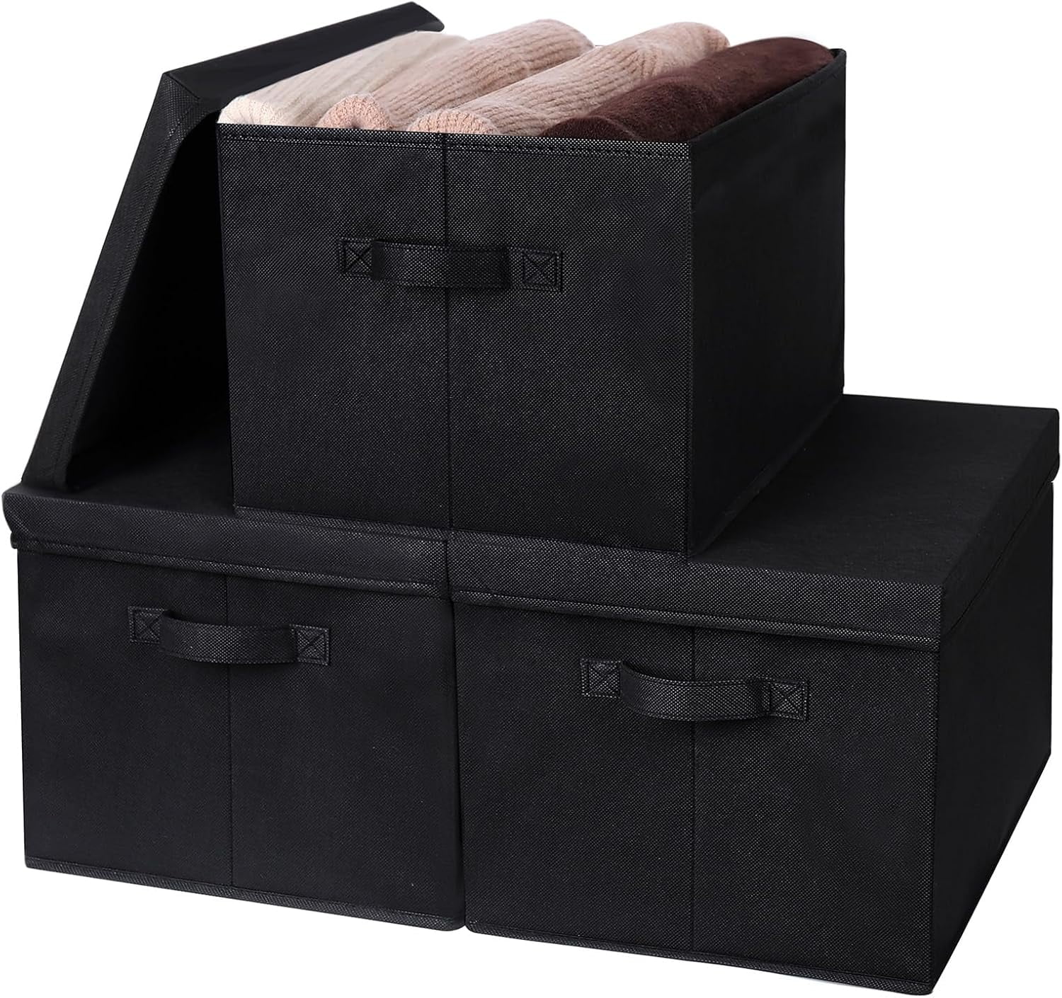 Closet Storage Bin with Lids, Decorative Fabric Storage Bins for ...