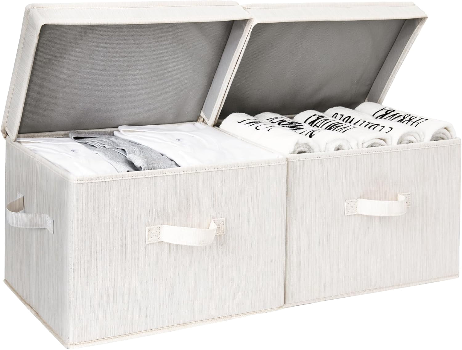 Closet Storage Bin with Lids, Decorative Storage Boxes with Handles ...