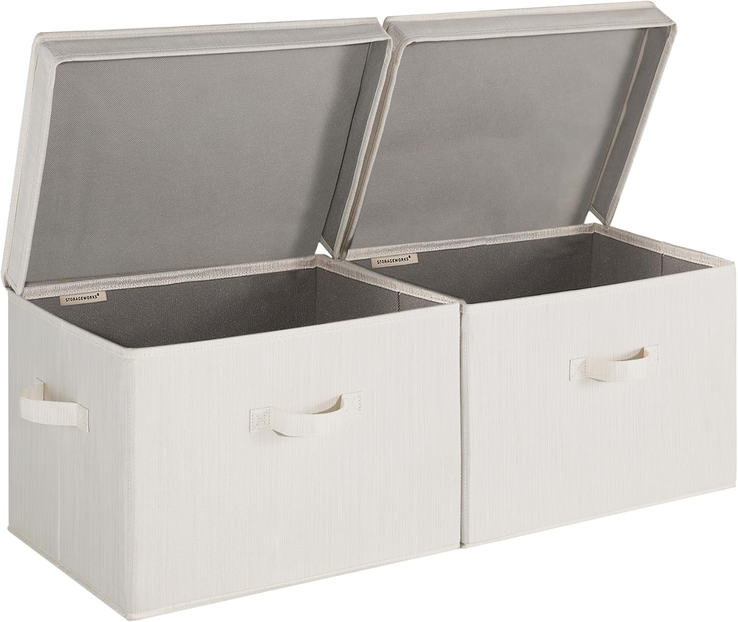 Closet Storage Bin with Lids, Decorative Storage Boxes with Handles, Fabric Storage Bins for ...