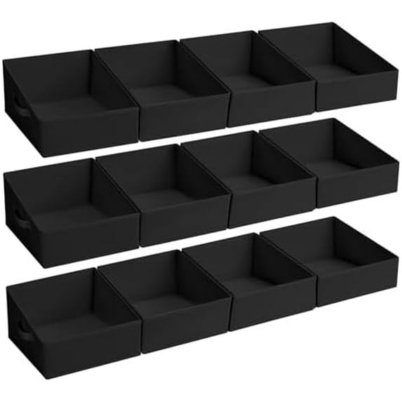 Closet Storage Bins 12 Pack - Fabric Storage Baskets for Shelves ...