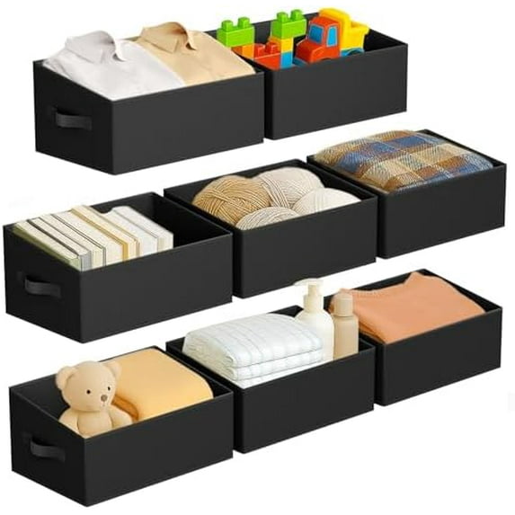 Closet Storage Bins 8 Pack - Fabric Storage Baskets for Shelves, Large ...
