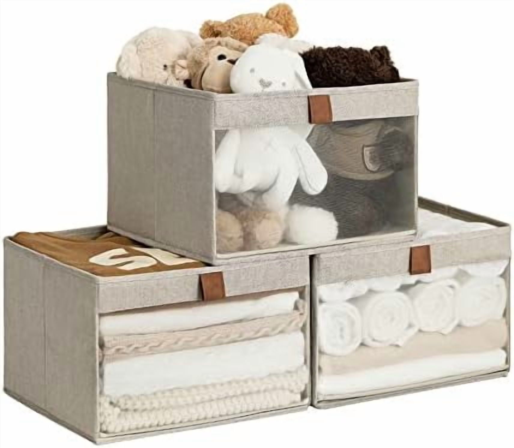 Closet Storage Bins, Large Storage Baskets with Clear Window and ...