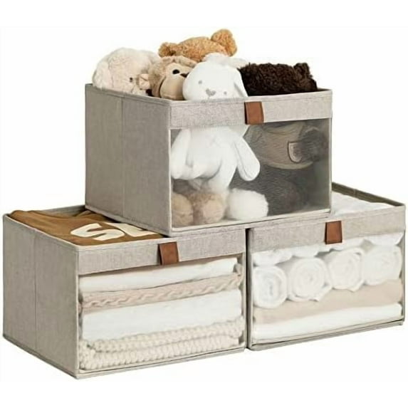 Closet Storage Bins, Large Storage Baskets with Clear Window and ...