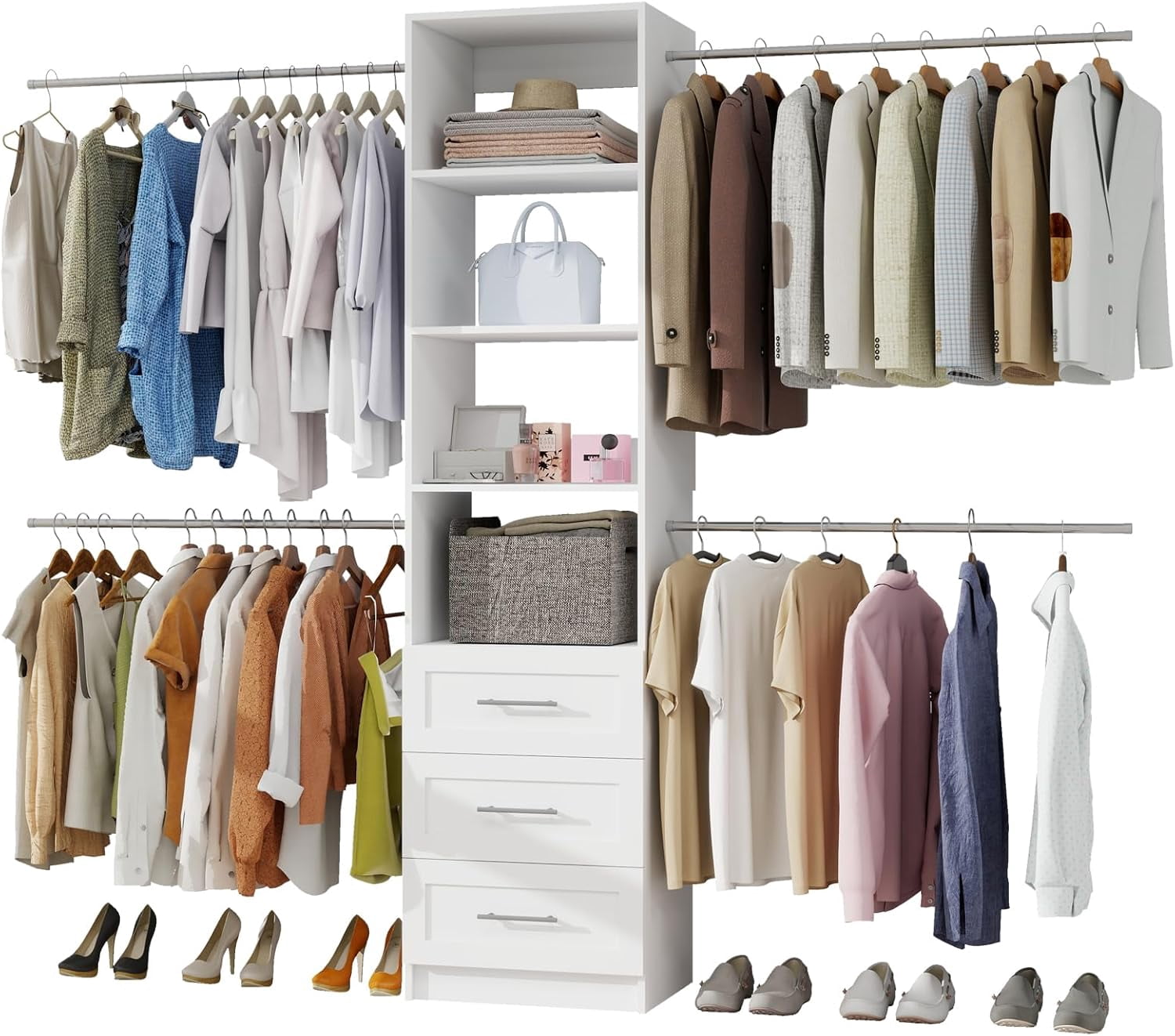 Closet System, 4FT-8FT Closet Organizer System with 4 Expandable ...