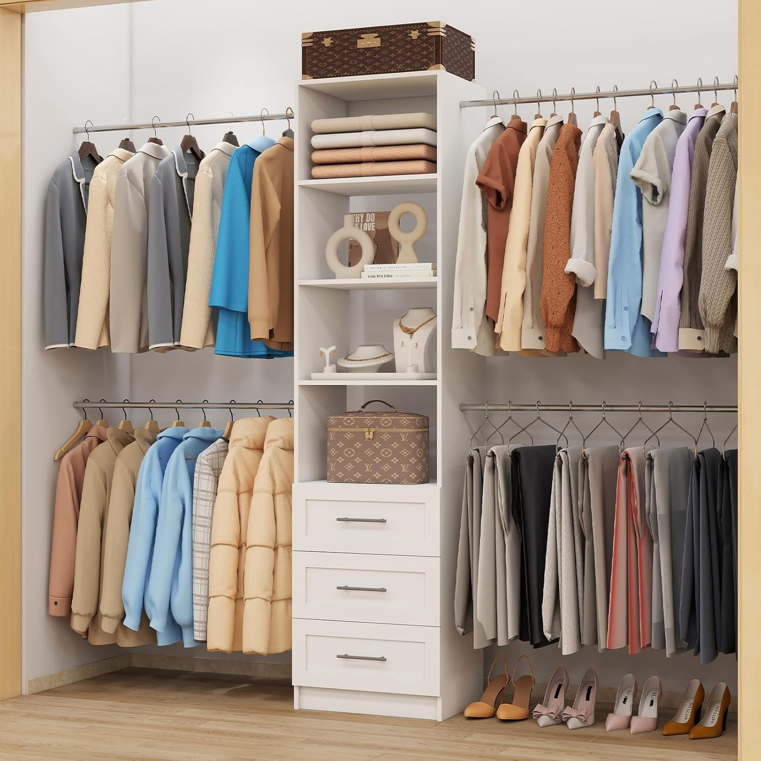 Closet System, 5FT-8FT Closet Organizer System 99" Walk in Closet ...