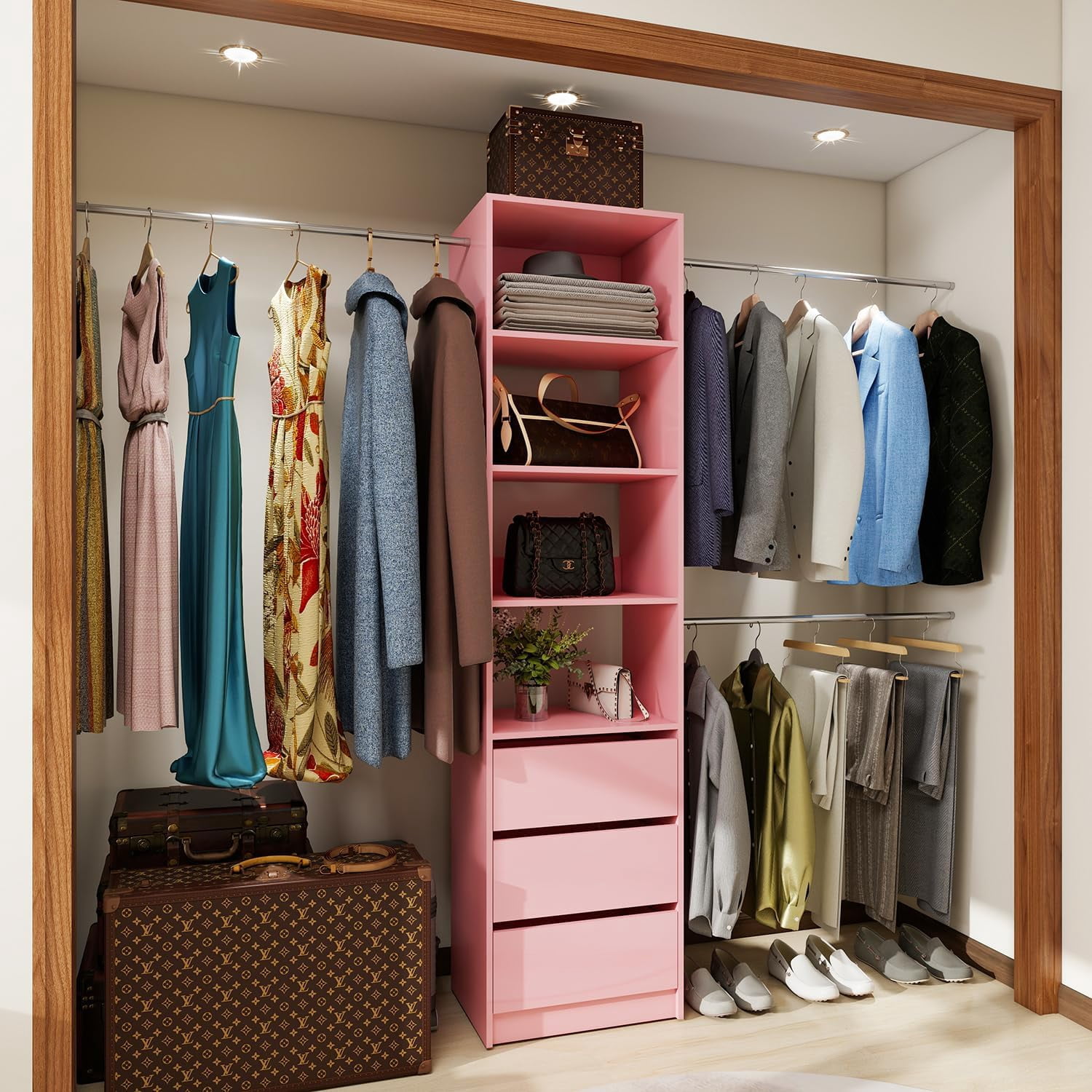 Closet System, 5FT-8FT Closet Organizer System with Wooden Drawers, 99 ...