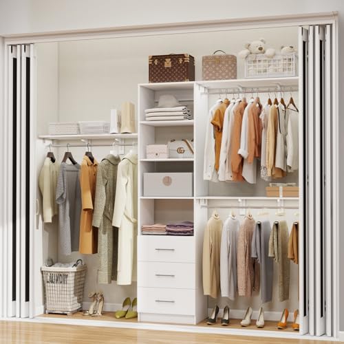 Closet System, 8FT Walk in Closet System with 3 Wooden Drawers, 96 ...