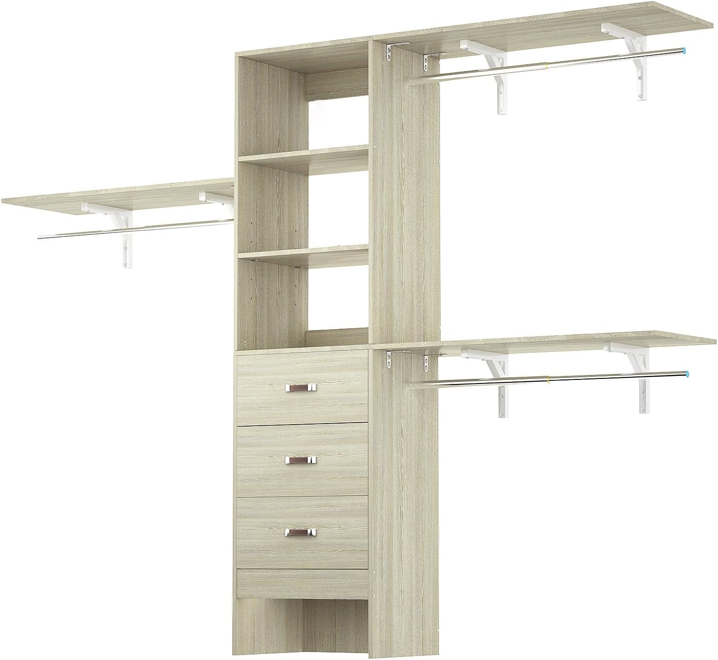 Closet System, Closet Organizer System with Hanging Rods, Wall Mount ...