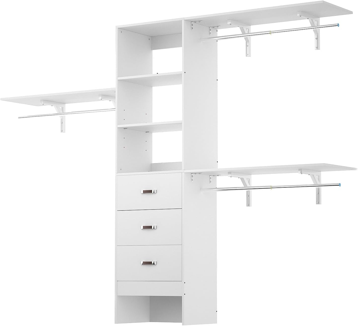 Closet System, Closet Organizer System with Hanging Rods, Wall Mount ...
