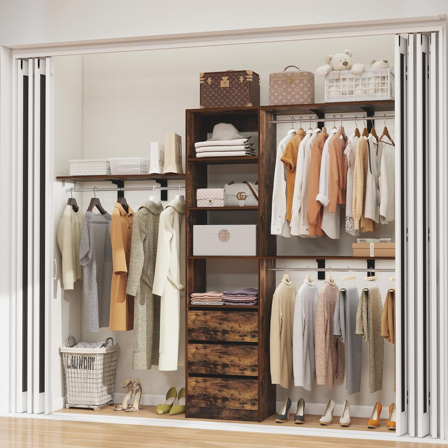 Closet System with Drawers 8FT Custom Closet Organizer Systems with 3 ...