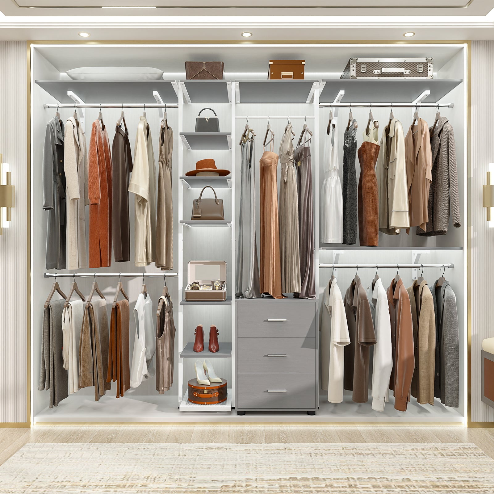 Closet System with Drawers, Closet Organizer System Storage with ...