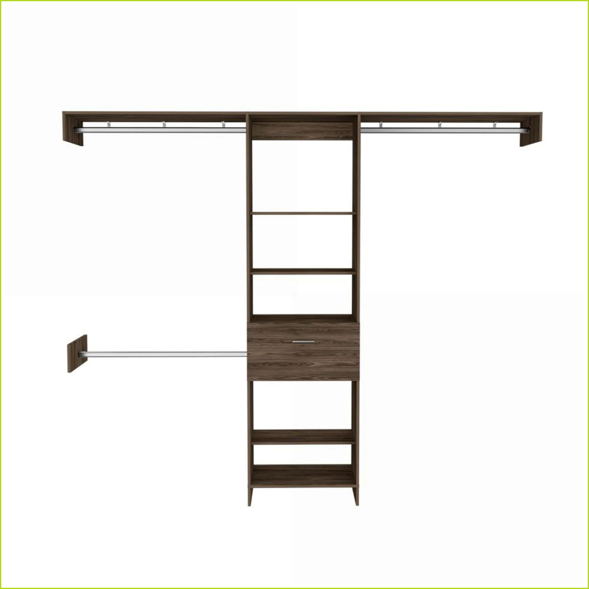 Closet System, Traditional Dark Walnut Bedroom Organizer with Drawer ...