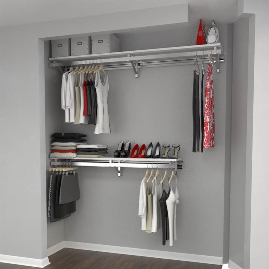 Closet System in White and Silver (48 in. W x 12 in. D x 84 in. H (38 ...