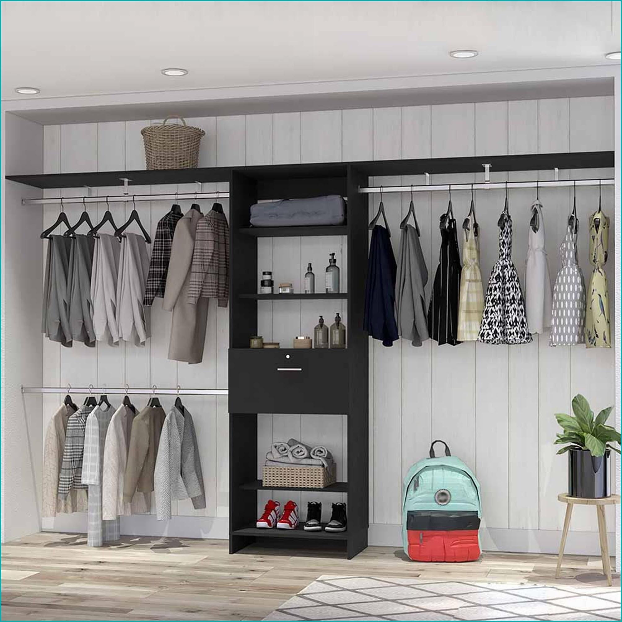 Closet Systems Ashland 118"W Storage Organizer | Black | Particle Board ...