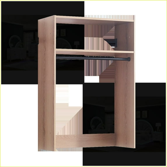 Closet Systems, Devi Modern Oak Wall-Mounted Wood Closet with Modular ...