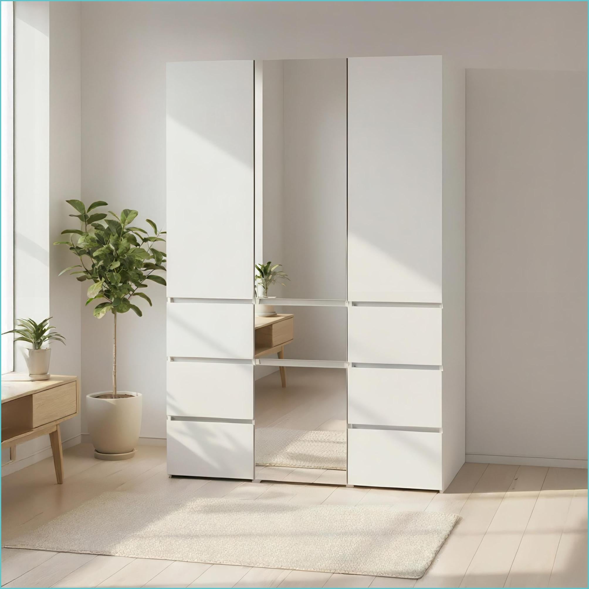 Closet Systems | Elise Modular Wood Closet System with Mirror | White ...